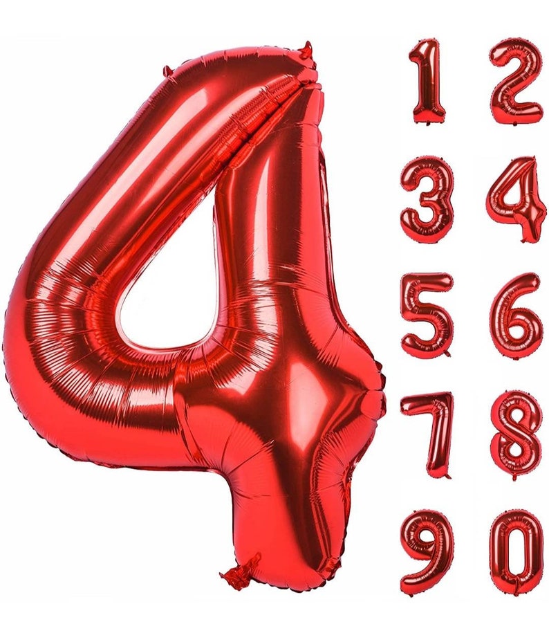 40 Inch RED Giant Number Mylar Foil Balloon for Birthday Anniversary ...