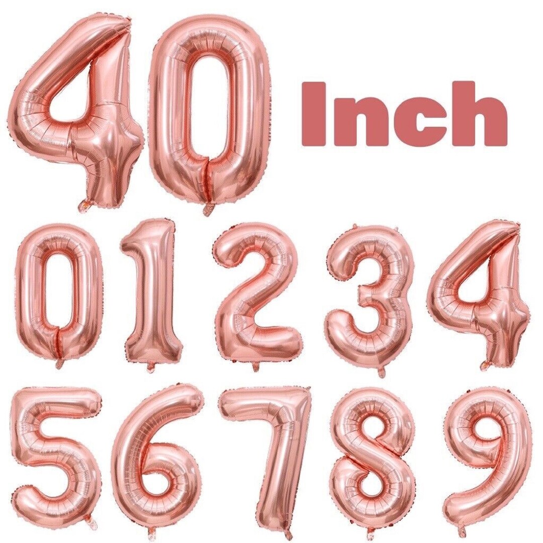 40 Inch ROSE GOLD Number Mylar Foil Balloon for Birthday Anniversary ...