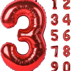 40 Inch RED Giant Number Mylar Foil Balloon for Birthday Anniversary ...