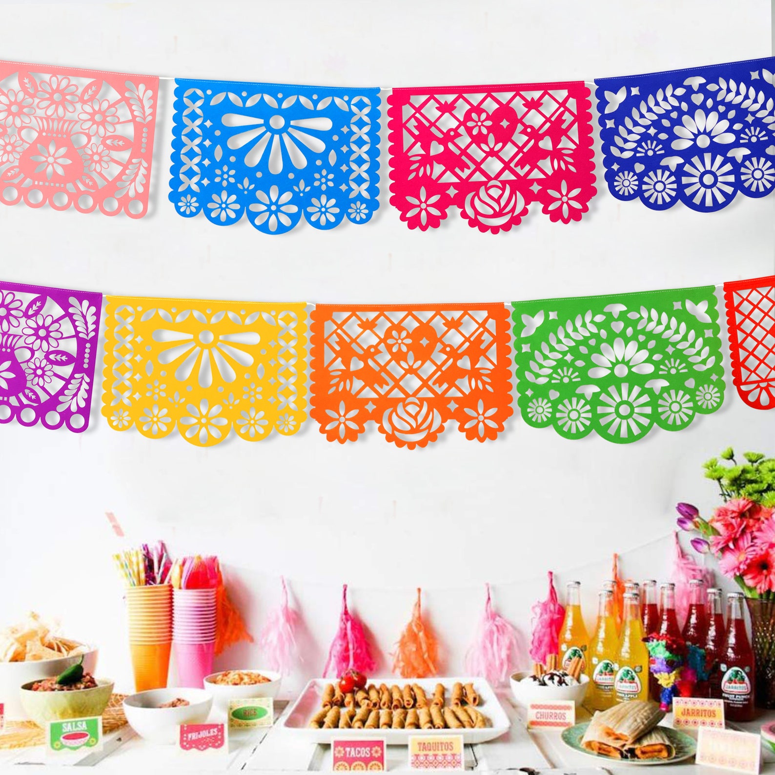 14 Ft Premium Quality Reusable Multi Color Fiesta Papel Picado - Etsy