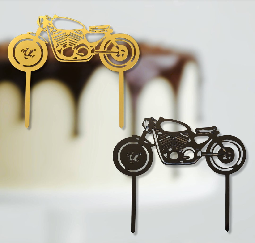 Motorcycle Plastic Cake Topper - Available in Black and Gold ...