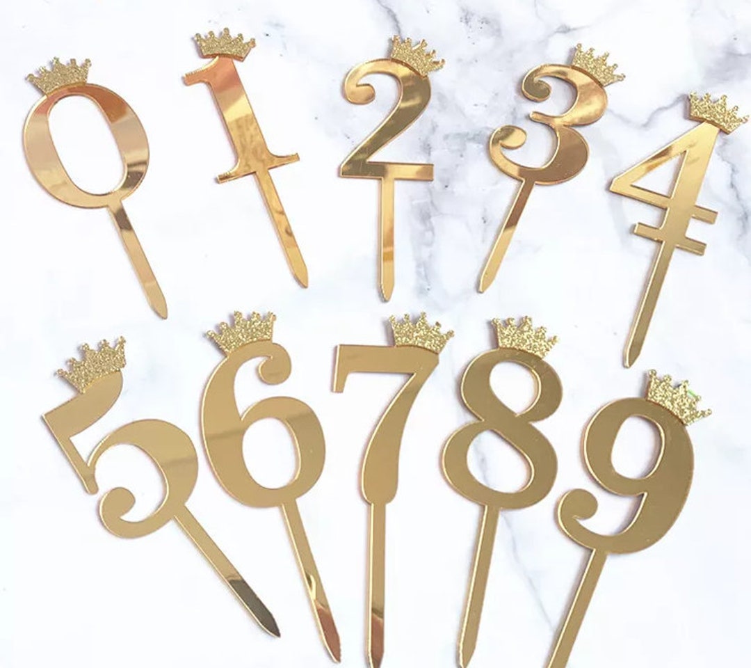 Gold Number Acrylic Toppers / 7 Inches Tall Cake Decoration / Gold ...