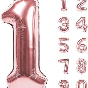 40 Inch ROSE GOLD Number Mylar Foil Balloon for Birthday Anniversary ...