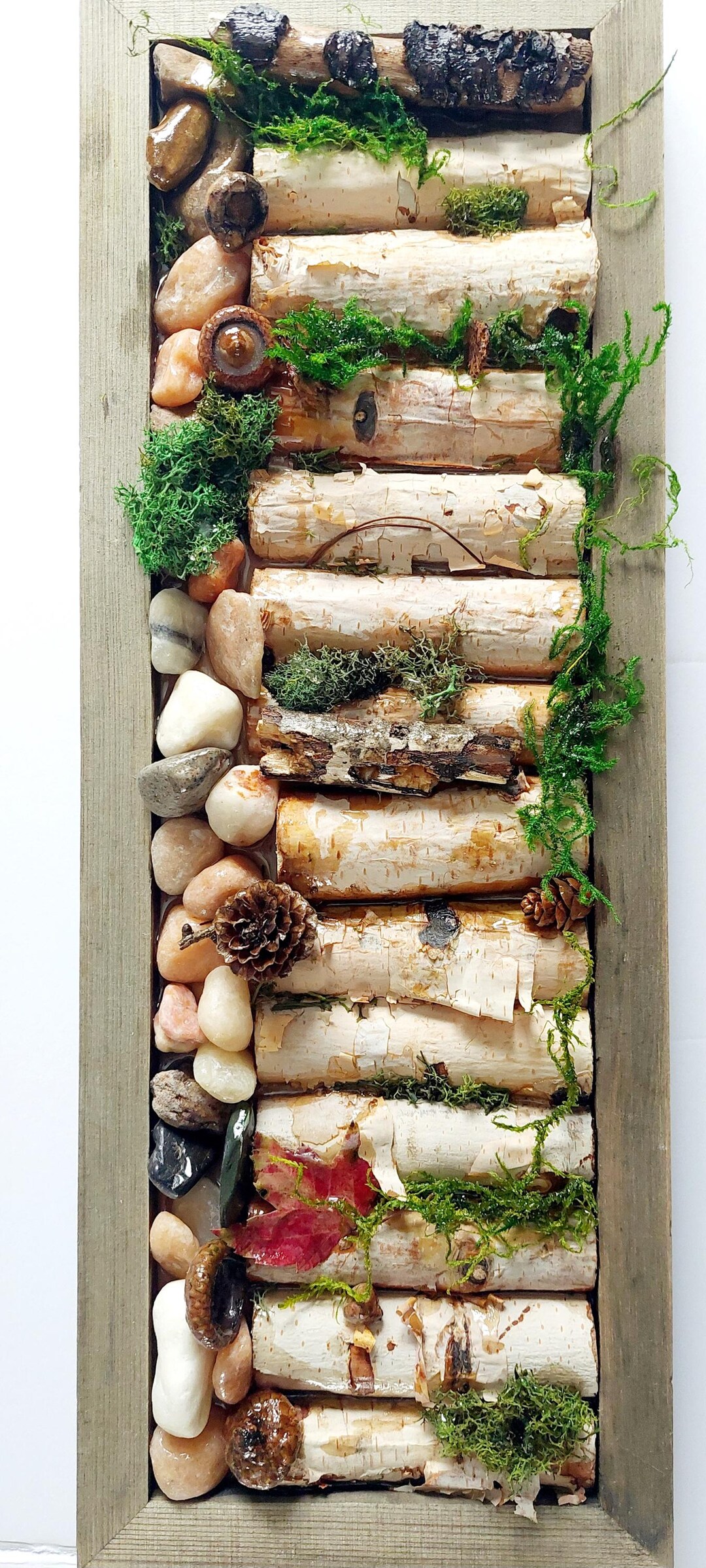 Handmade White Birch Epoxy Resin Wall Art: Botanical Moss Decor - Etsy
