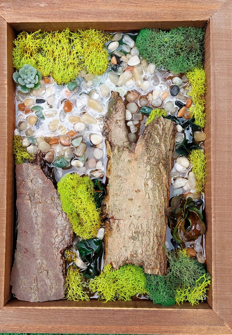 Handmade Epoxy Resin Botanical Wall Art: Tree Bark & Moss - Etsy