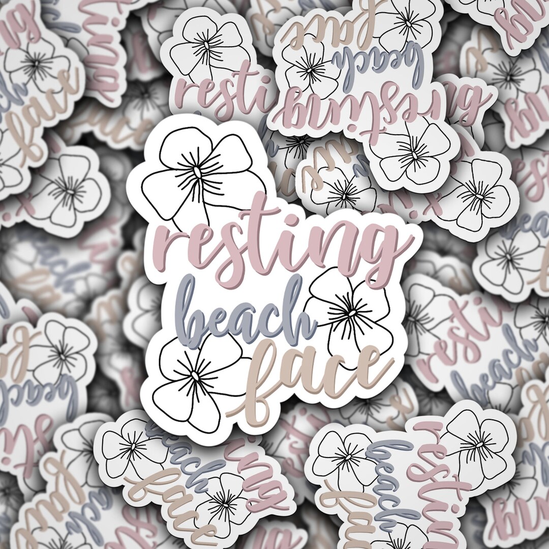 Resting Beach Face Sticker, Cute Sticker, Small Sticker, Vinyl Sticker ...