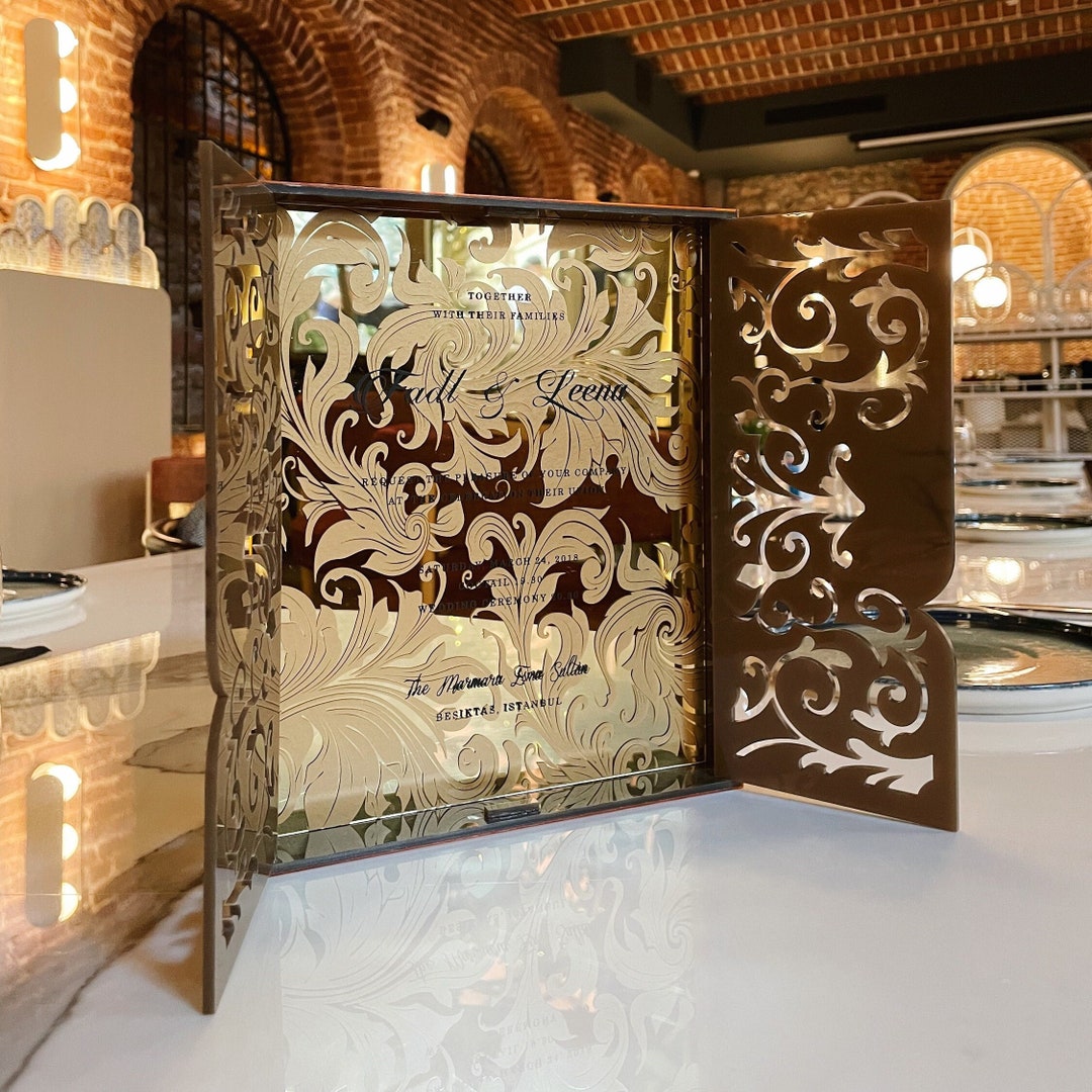 Luxury Acrylic Wedding Invitation Box Elegant Invitation 3D - Etsy Canada