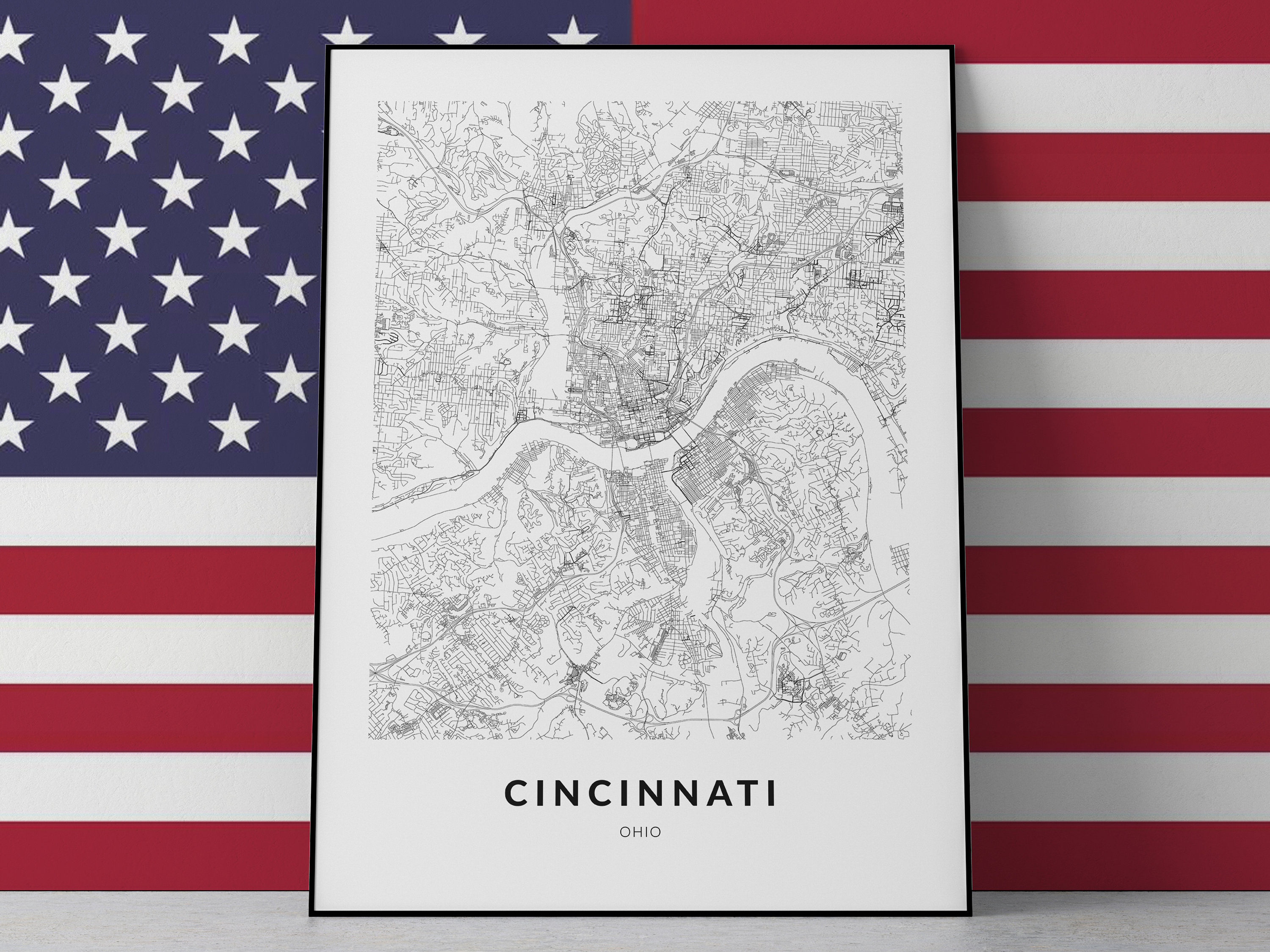 Cincinnati Map Cincinnati Poster Cincinnati Print - Etsy