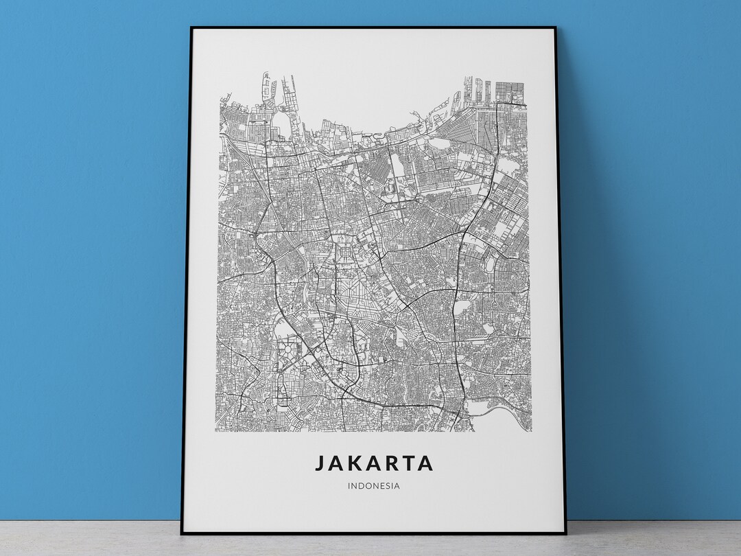 Jakarta Map Print, Indonesia Poster, Jakarta Travel Art, Jakarta Decor ...
