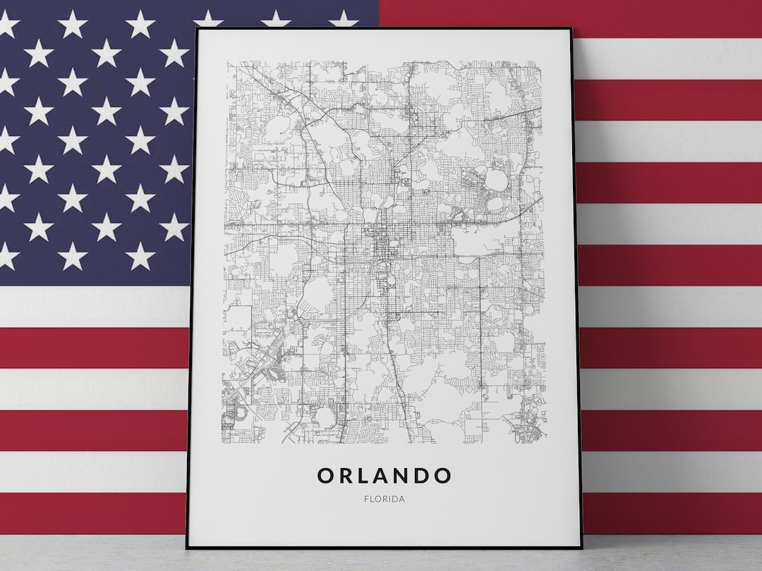 Orlando Map, Orlando Print, Orlando Poster, Orlando Florida, Orlando ...