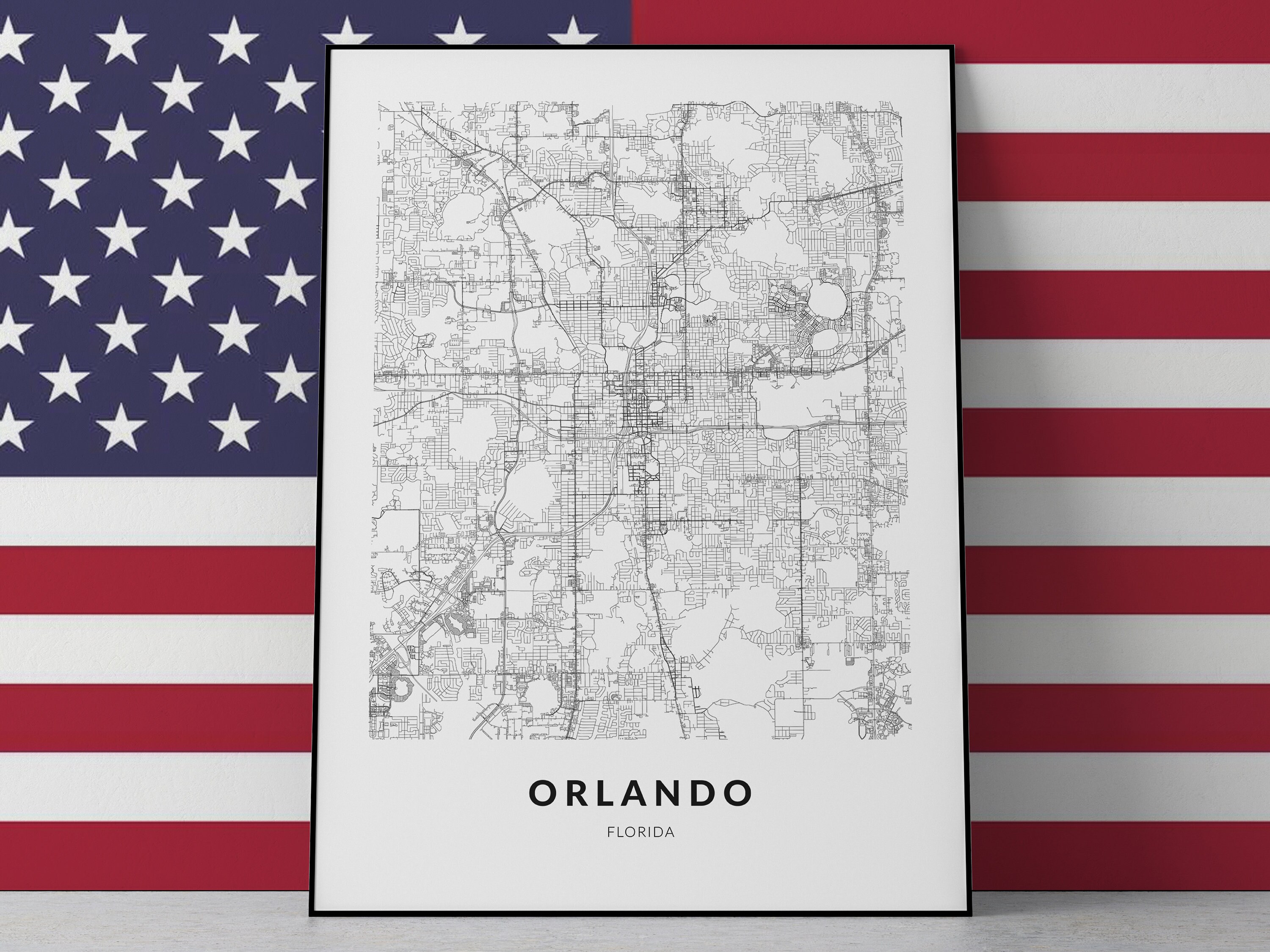 Orlando Map, Orlando Print, Orlando Poster, Orlando Florida, Orlando ...