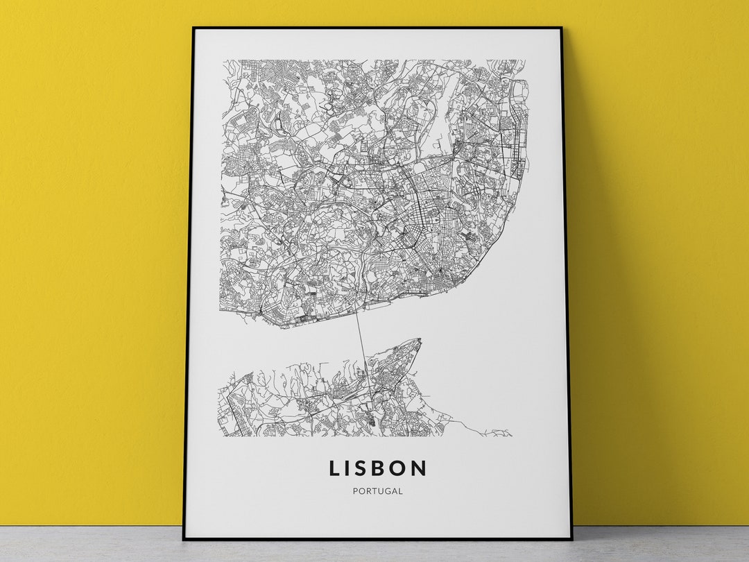 Lisbon Map Print, Portugal Map, Lisbon Map Poster, City Map Lisbon ...