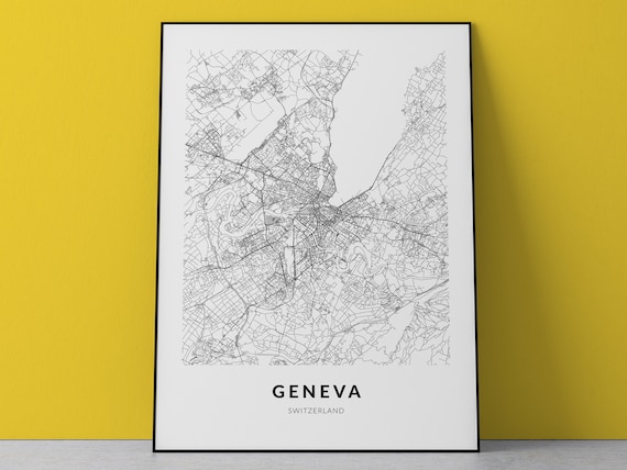 Mapa de Ginebra Ginebra Imprimir Ginebra Cartel Ginebra | Etsy España
