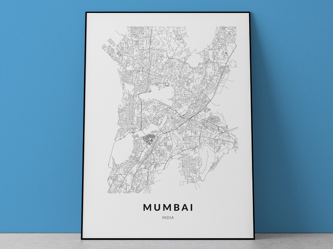 Mumbai Map Art Print: India Cityscape (digital Download) - Etsy