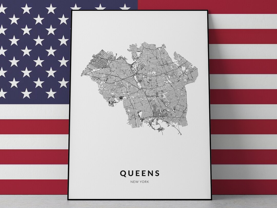 Queens, New York, Queens Map, Queens Wall Art, Queens Art, Queens ...