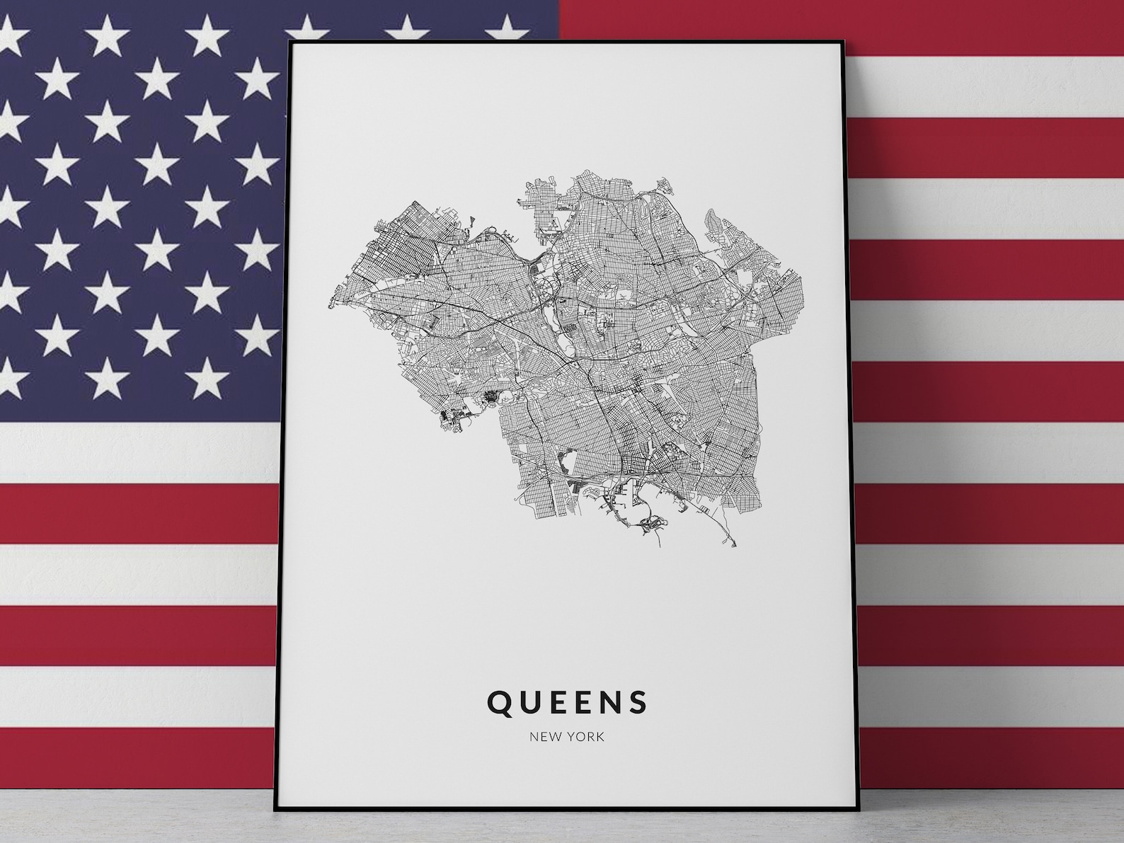 Queens New York Queens Map Queens Wall Art Queens Art - Etsy