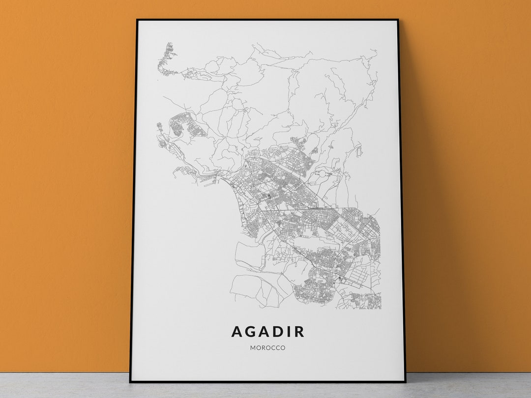 Agadir Morocco Map Art Print: Cityscape Poster (digital Download) - Etsy
