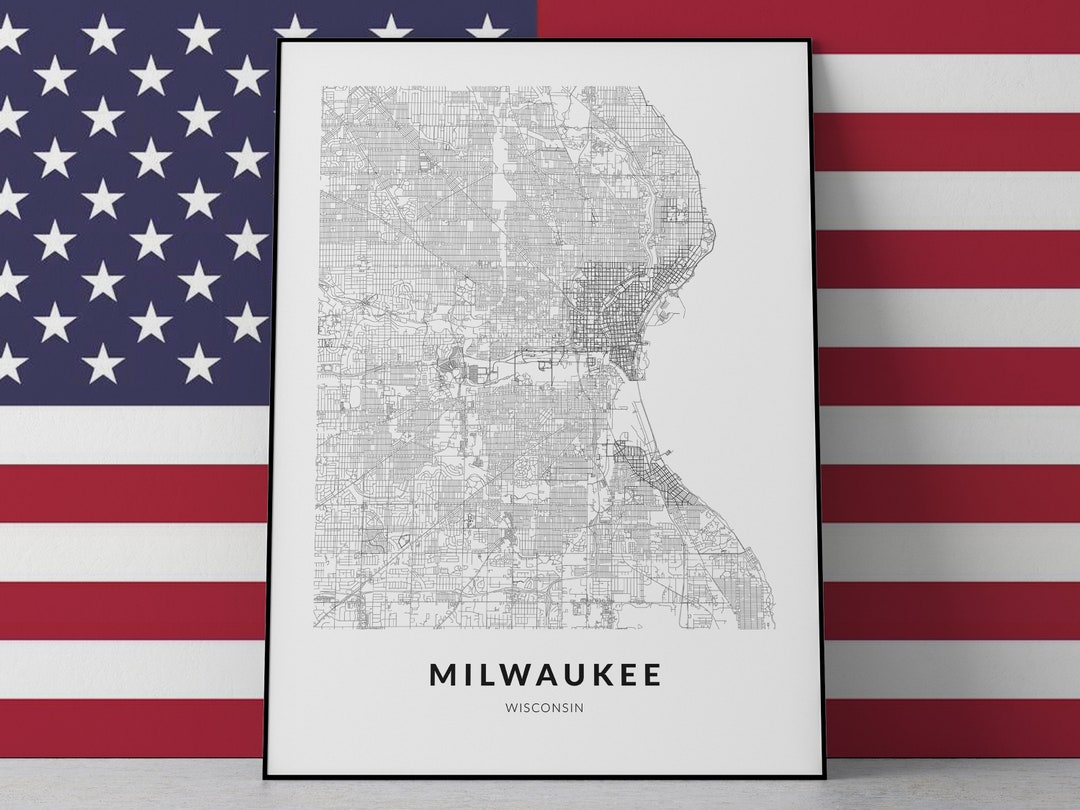 Milwaukee Map Print, Milwaukee Poster, Milwaukee Wall Art, Milwaukee ...