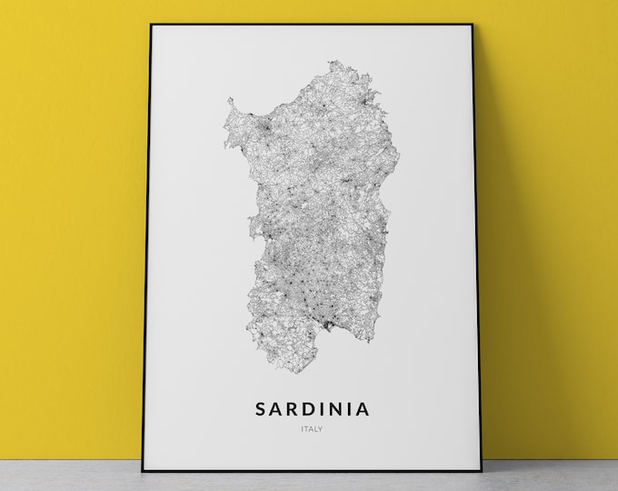 Sardinia Map, Sardinia Print, Sardinia Poster Print, Sardinia Italy ...