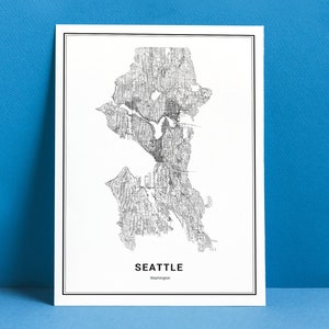 Seattle Washington Map Art: Detailed Line Map Print (PDF) - Etsy