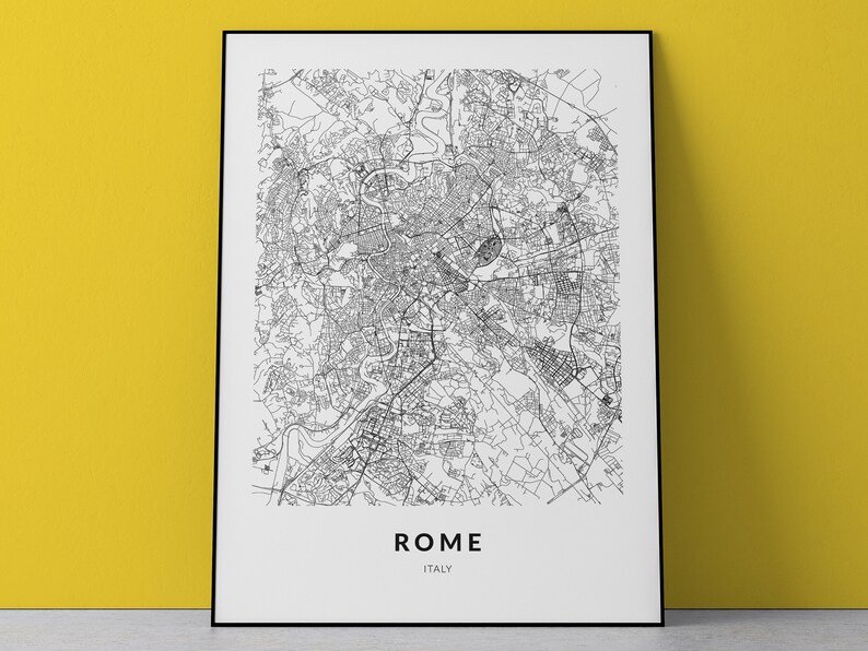Rome Street Map Art Print: Italy City Map Wall Decor (digital Download ...