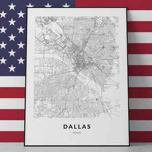 Dallas Map, Dallas Poster, Dallas Print, Dallas Texas, Dallas Wall Art ...