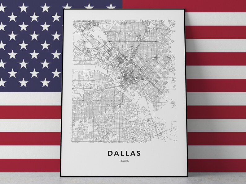 Dallas Map Dallas Poster Dallas Print Dallas Texas Dallas - Etsy
