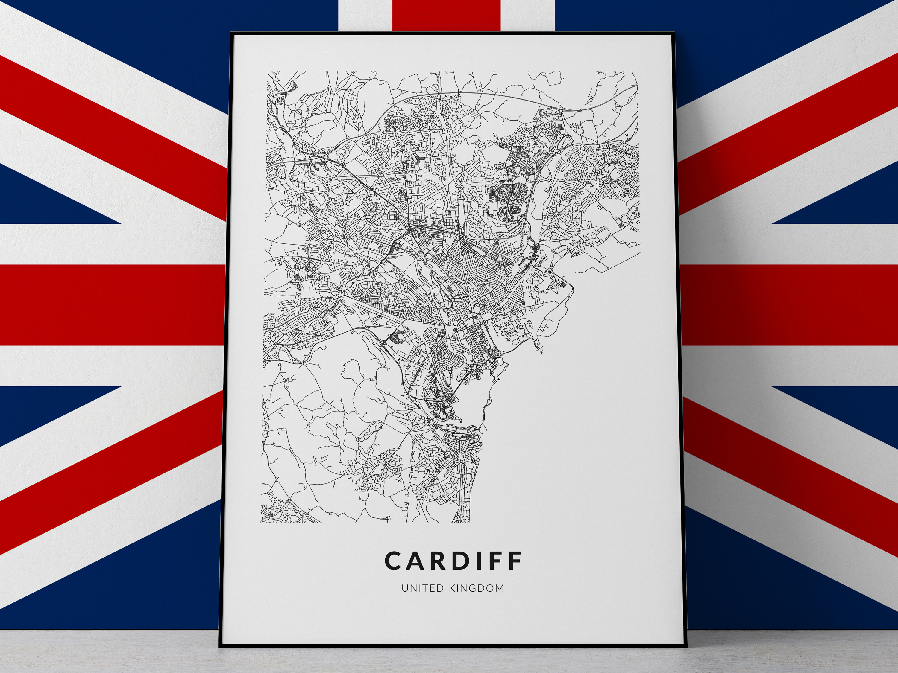 Cardiff Map Cardiff Print Cardiff Wall Art Cardiff Wales - Etsy UK
