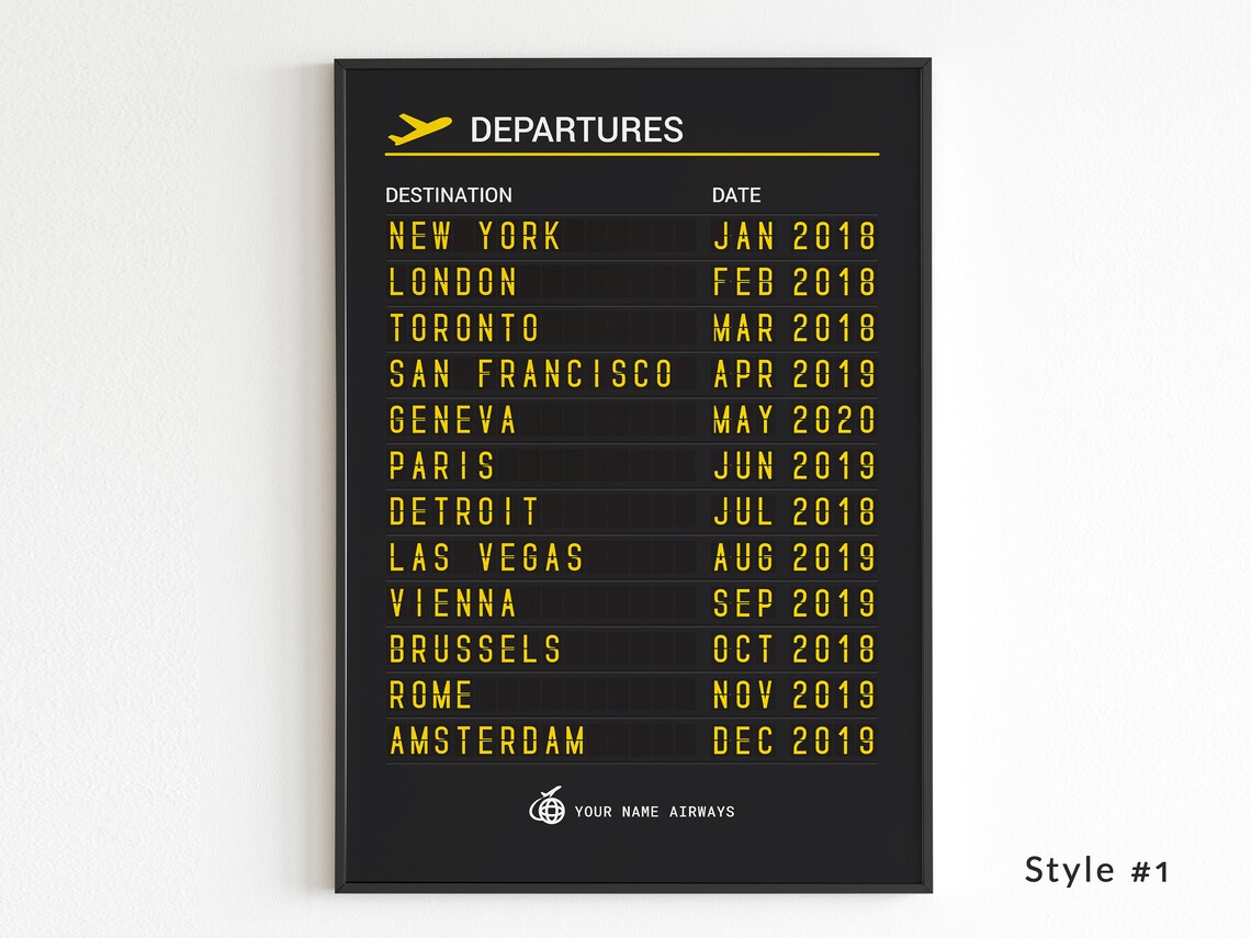 Airport Departure Board Digital Poster Custom Airport Board - Etsy