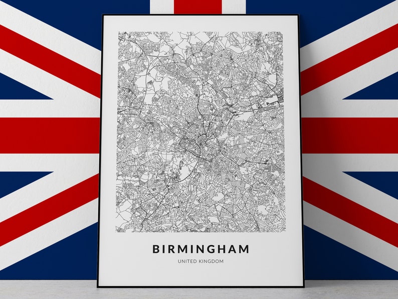Birmingham City Map, United Kingdom, Birmingham Poster, Birmingham UK ...