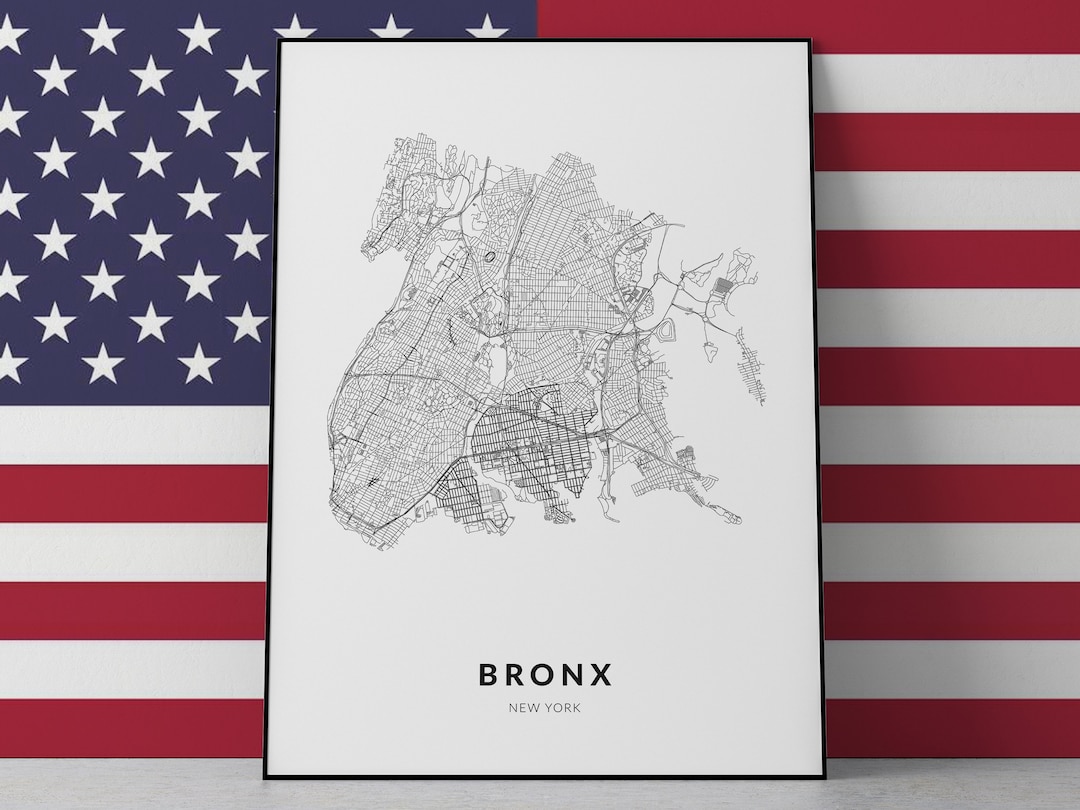 Bronx, New York, Bronx Map, Bronx Wall Art, Bronx Art, Bronx Poster ...
