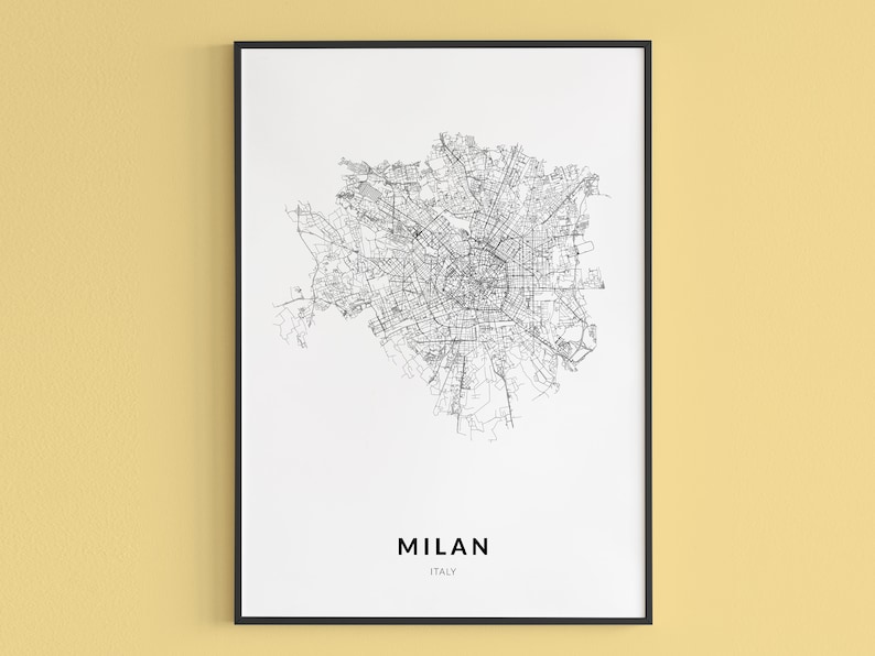 Milan Map Print Milan City Milan Map Poster Fashion Wall - Etsy