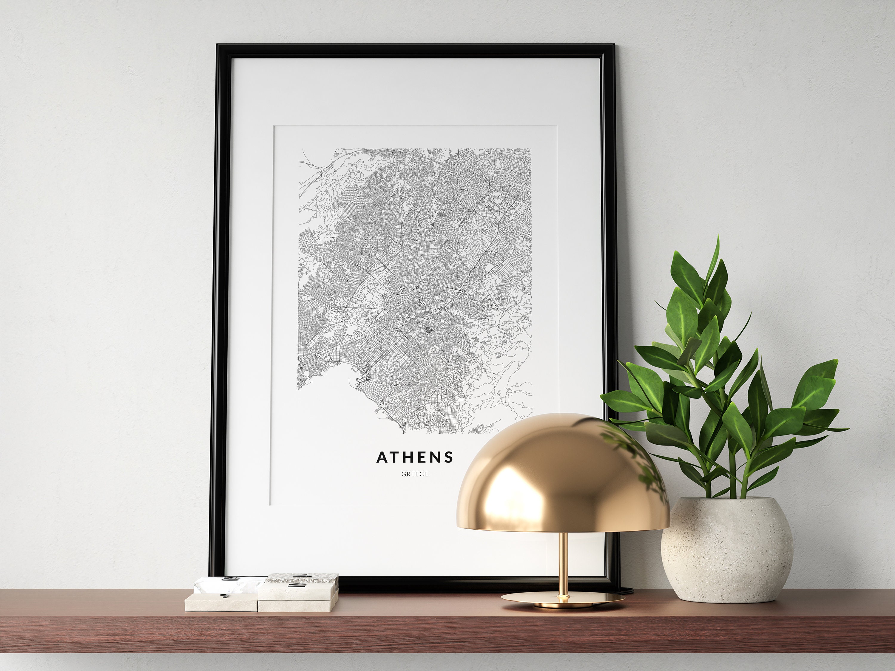 Athens Greece Map Art Print: Cityscape Poster (digital Download) - Etsy