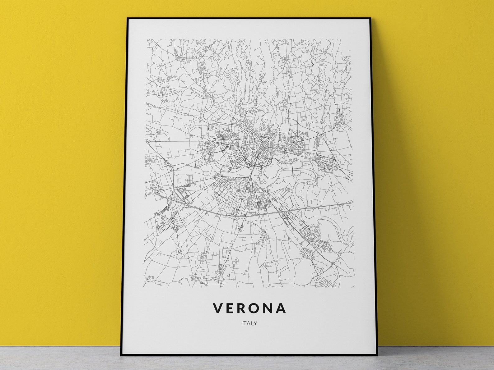 Verona Map, Verona Print, Verona Poster, Verona Italy, Verona Art, Home ...