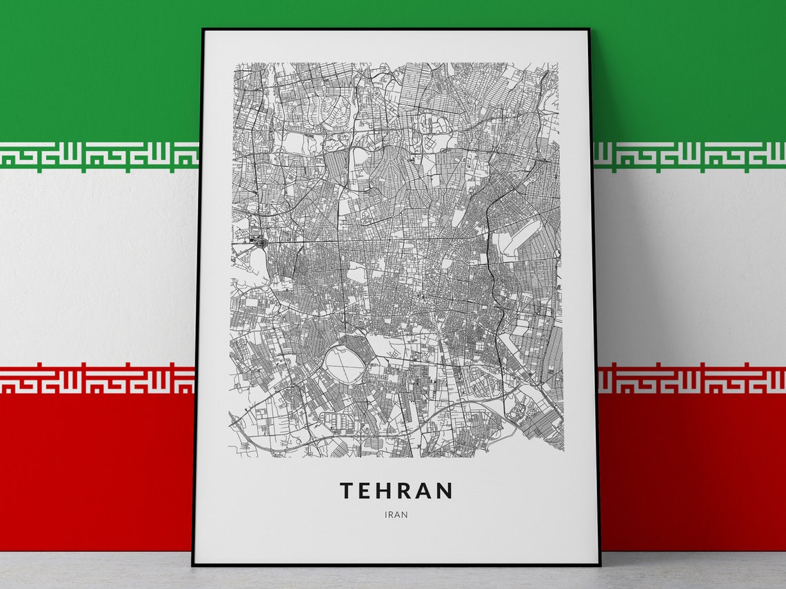 Tehran Map, Tehran Print, Tehran Poster, Tehran Iran, Tehran Wall Decor ...