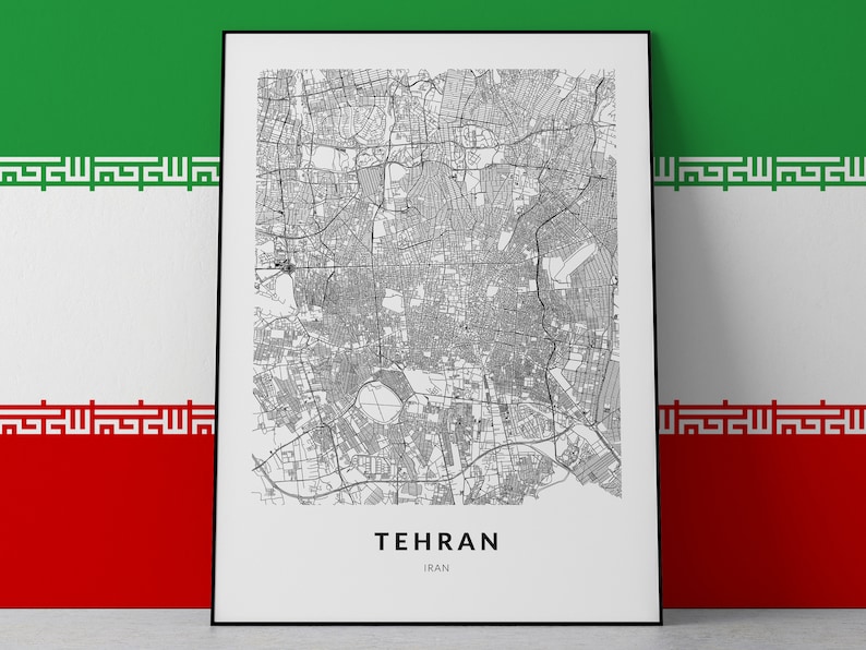 Tehran Map, Tehran Print, Tehran Poster, Tehran Iran, Tehran Wall Decor ...