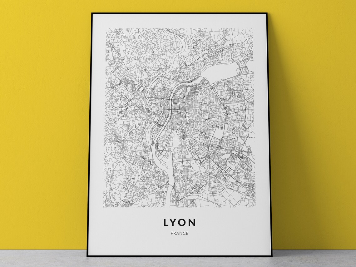 Lyon Map Lyon Print Lyon Poster Lyon Wall Art Lyon Decor - Etsy