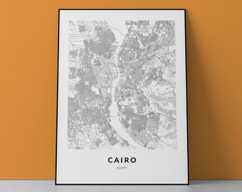 Cairo Map, Cairo Poster, Cairo Art Print, Cairo Egypt, Cairo Travel Map ...