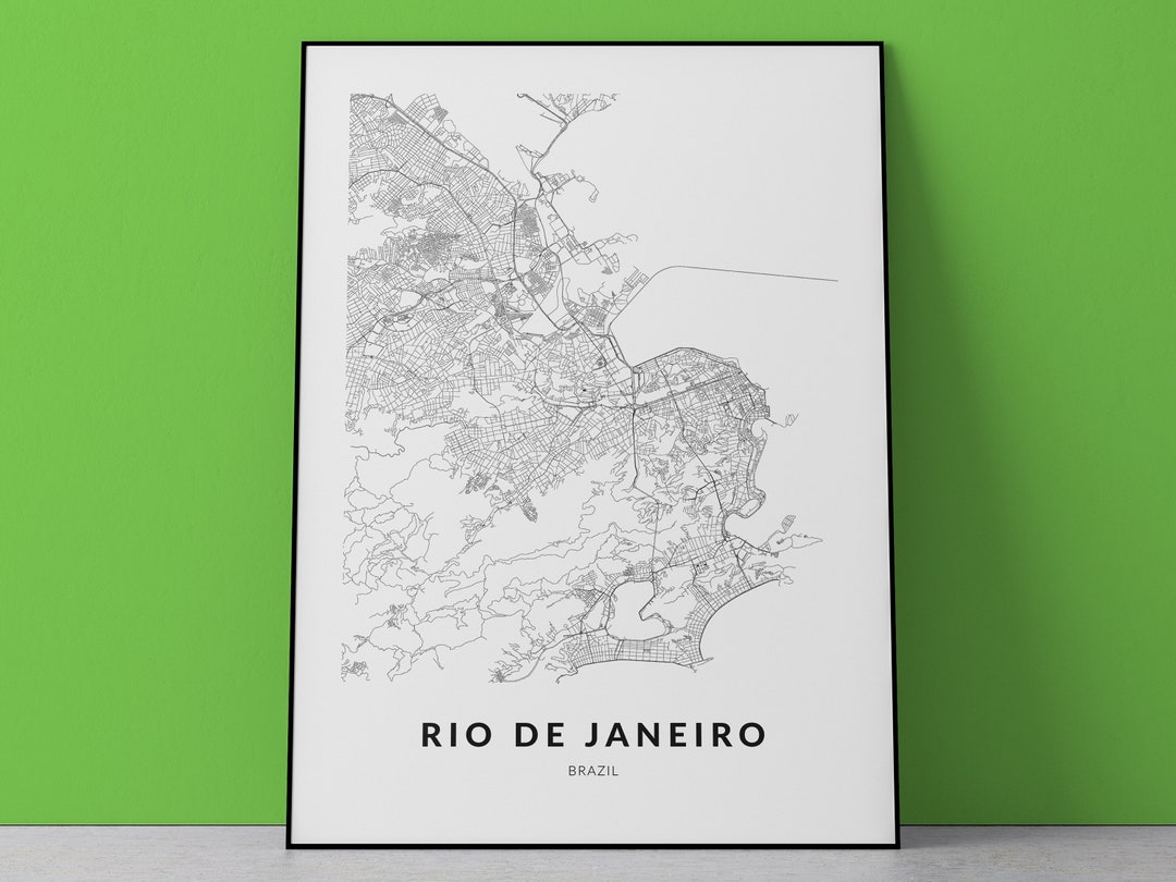 Rio De Janeiro Map, Rio De Janeiro Print, Rio De Janeiro Poster, Rio De ...