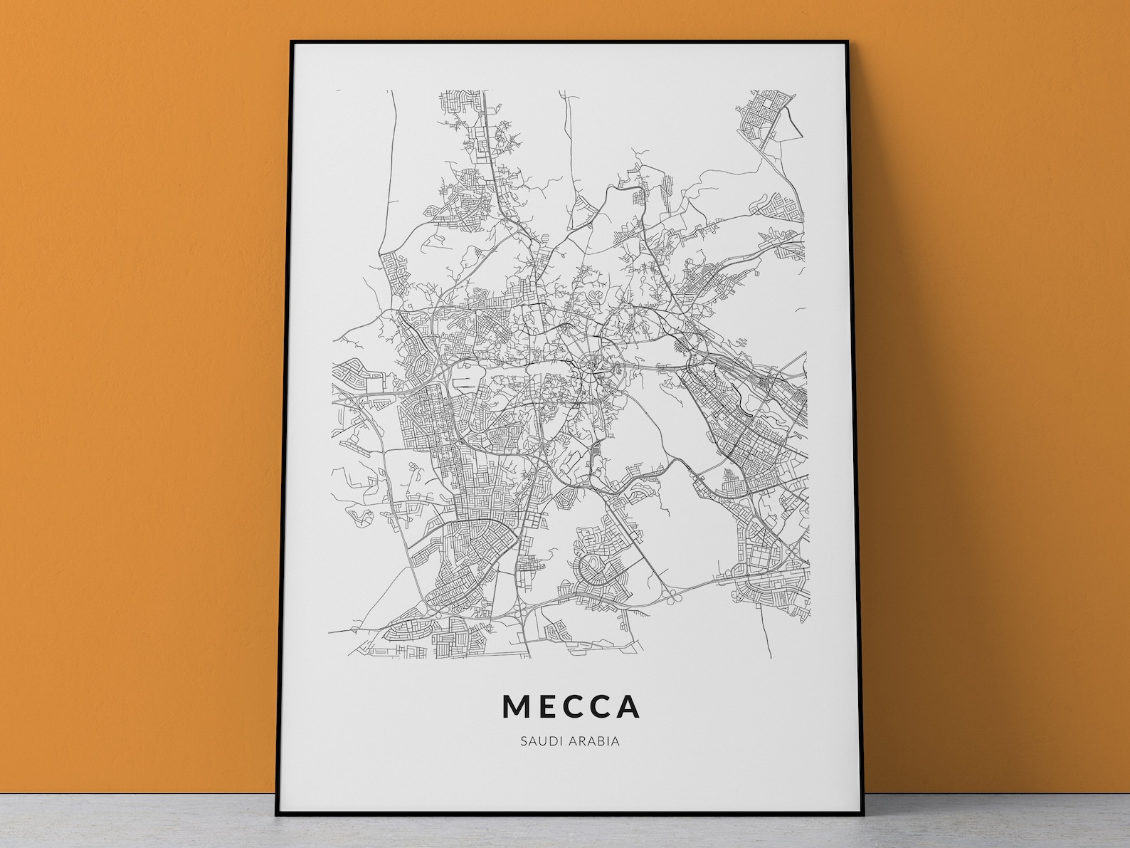 Mecca Saudi Arabia, Mecca Map, Mecca Poster, Saudi Arabia Map, Mecca ...