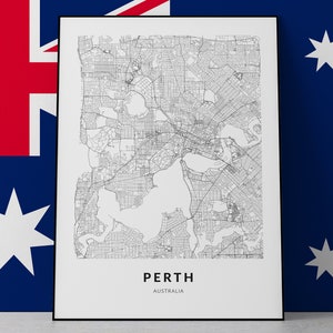 Perth Map, Perth Print, Perth Poster, Perth Australia, Perth Art, Perth ...