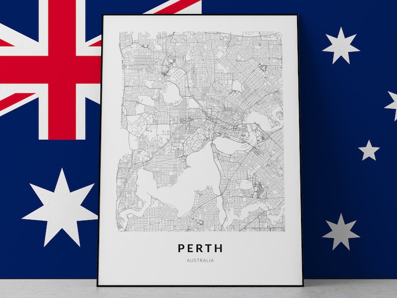 Perth Map Perth Print Perth Poster Perth Australia Perth - Etsy