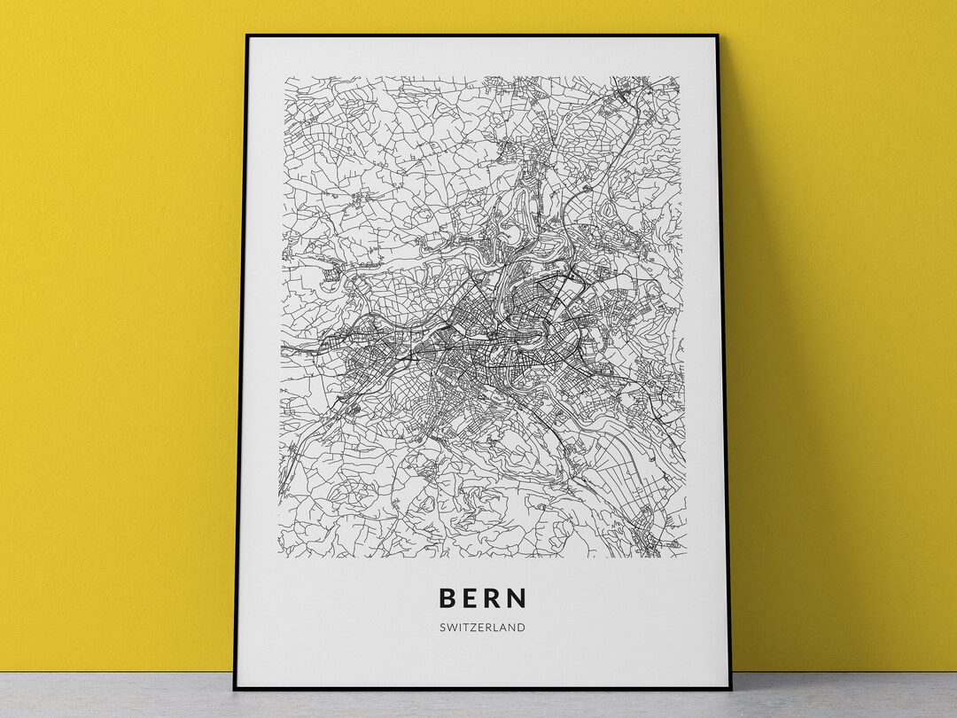 Bern Map, Bern Poster, Bern Print, Switzerland Map, Switzerland Poster ...