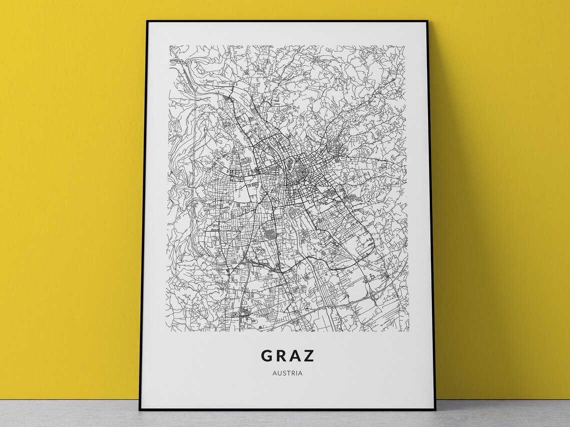 Graz Map Austria Map Graz Map Poster Graz Print Graz Wall - Etsy