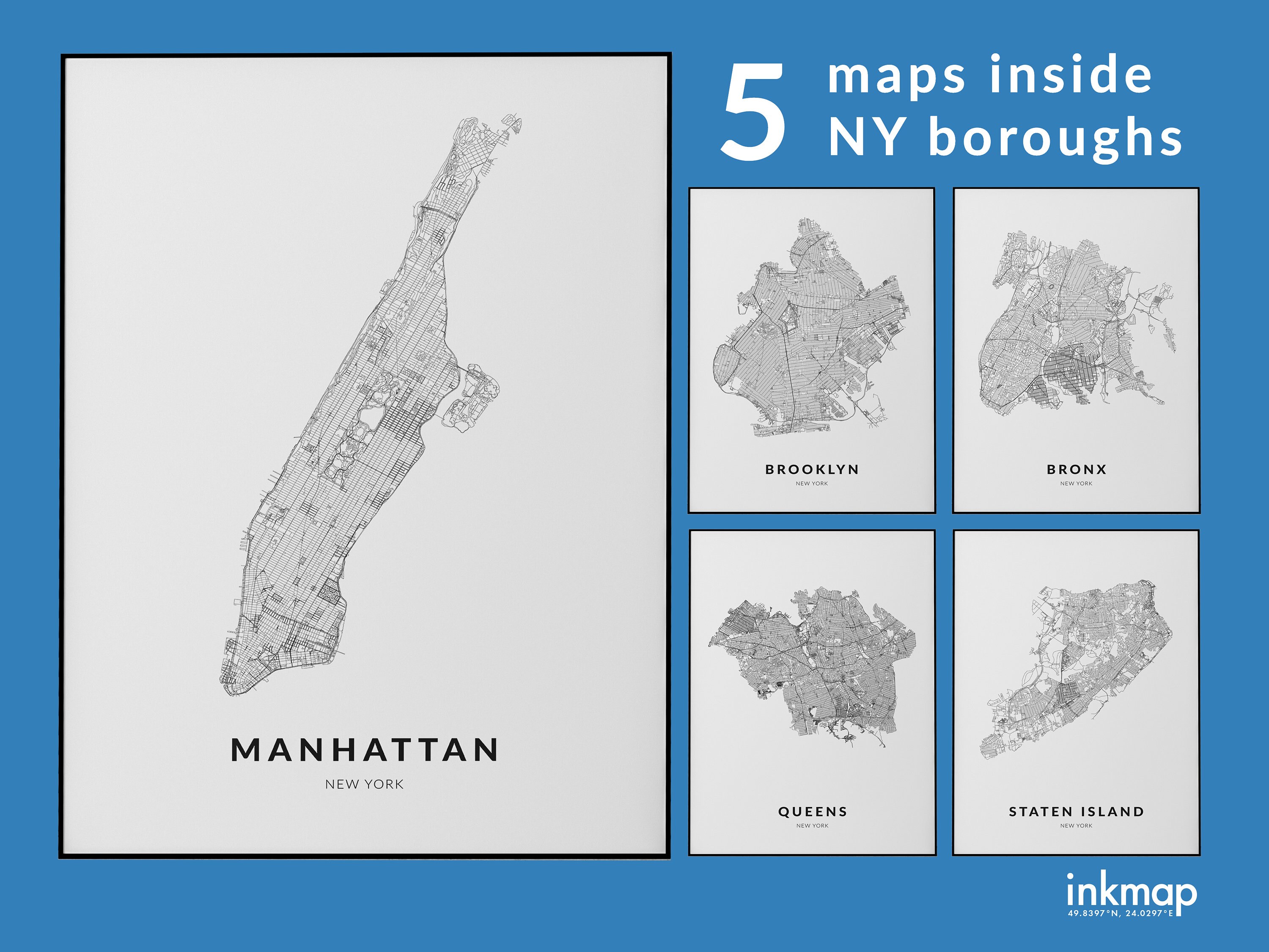 Manhattan Map, Brooklyn Map, Bronx Map, Queens Map, Staten Island Map ...