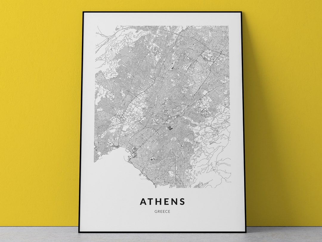 Athens Map, Athens Greece, Athens Print, Athens Poster, Athens Art ...