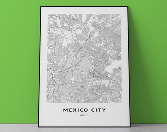 Mexico City Mexico Map Line Art Digital Printable Instant - Etsy