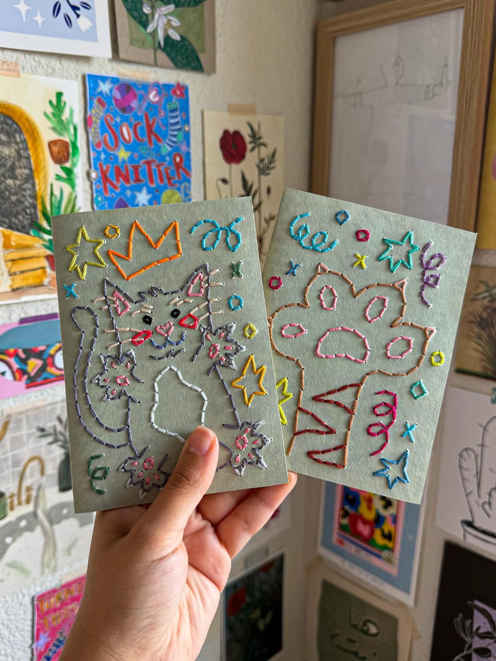 Paw Embroidery Card - Etsy