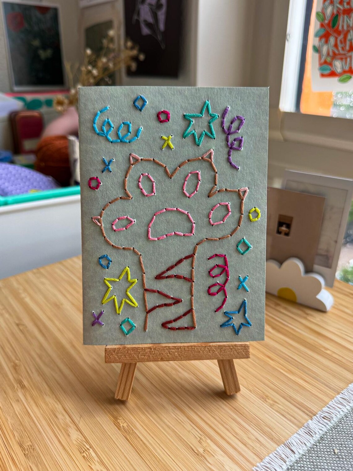 Paw Embroidery Card - Etsy