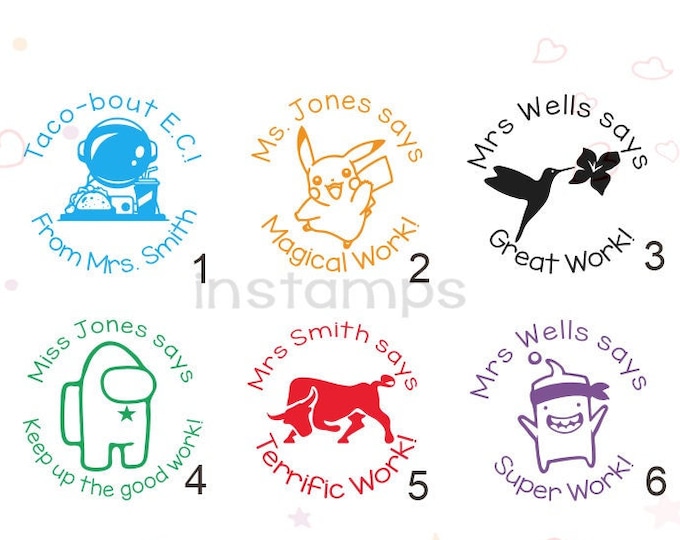 2 Pcs/bag Personalised Teacher Stamps, Teacher Assisted Work, Check ...